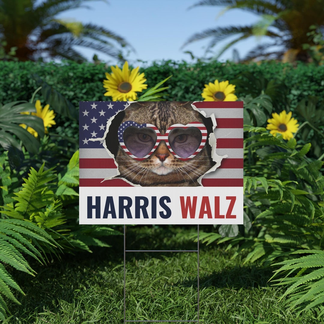 Harris Waltz Cat Yard Sign, Harris Walz 2024 Obviously Yard Sign ...