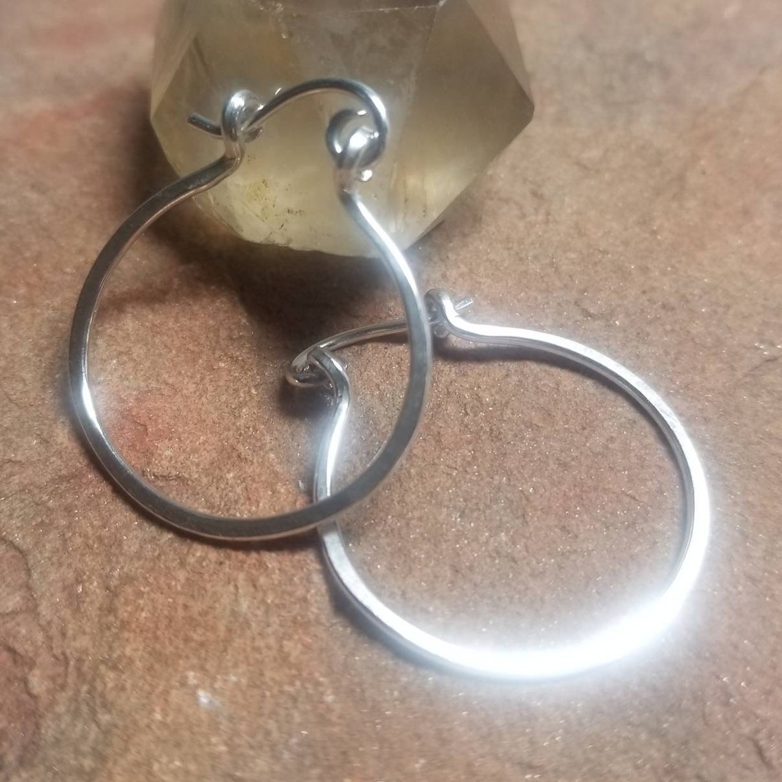 Simple Artifact 1-inch Hoop Earrings - Sterling Silver Chunky Shiny or ...