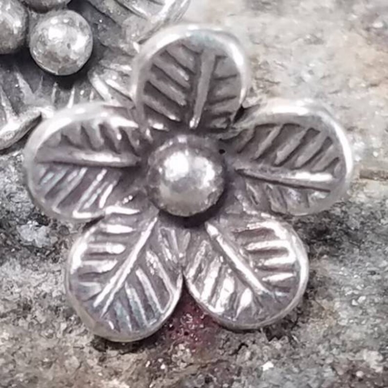 Unique Sterling Silver Charm Holder Thick Organic Floral | Etsy