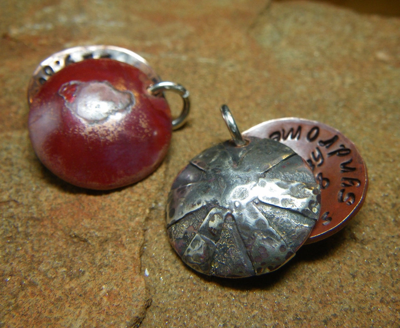 Pure Copper and Sterling Silver Domed Rustic Locket Personalized ...