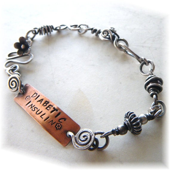 Sterling Silver Bohemian Swirl Medical ID or Personalized Medic Alert ...