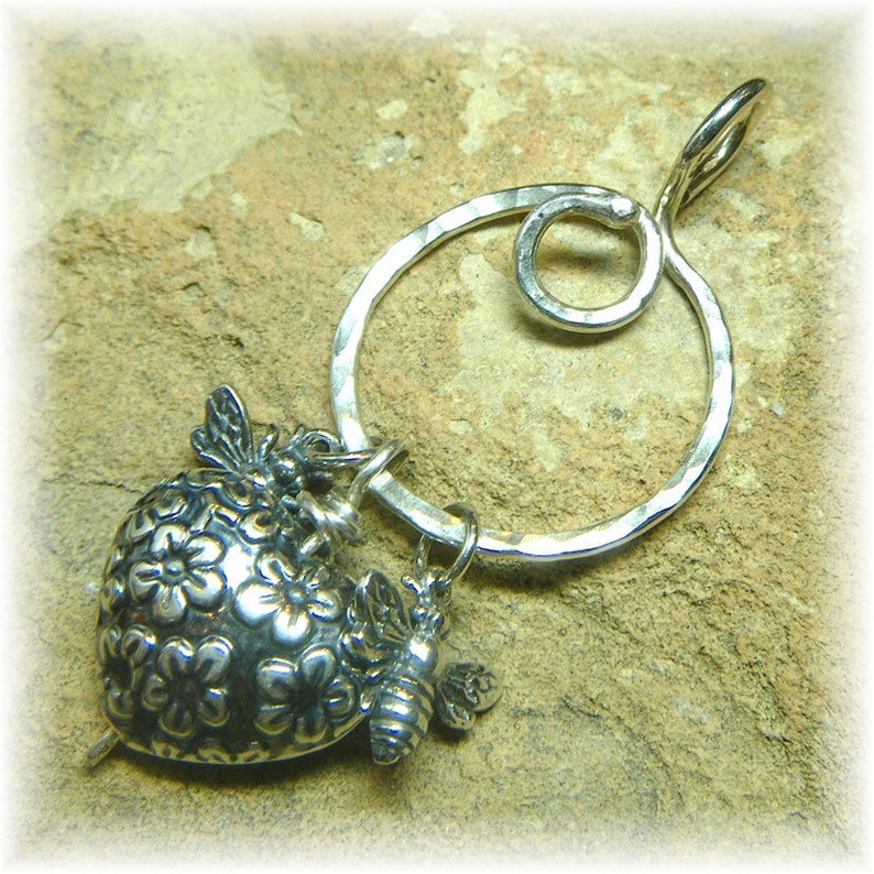 Unique Sterling Silver Charm Holder Pendant Thick Organic | Etsy