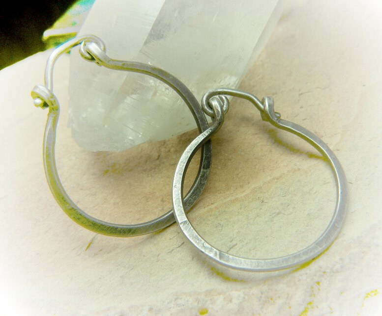 Simple Artifact 1-inch Hoop Earrings - Sterling Silver Chunky Shiny or ...