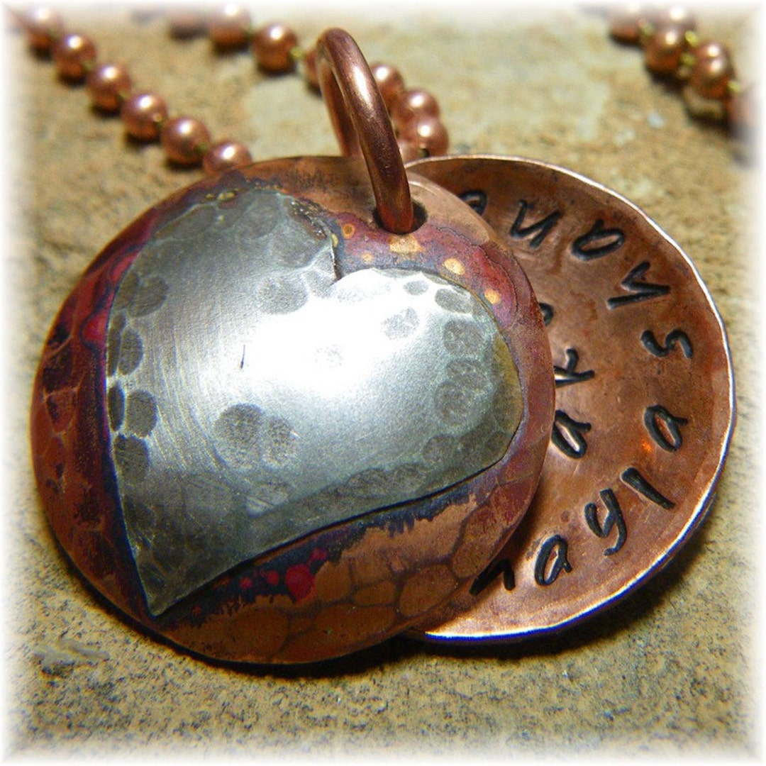 In My Heart- Unique Personalized Locket Necklace- Rustic Copper and ...