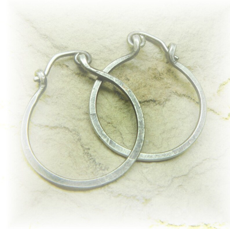 Simple Artifact 1-inch Hoop Earrings - Sterling Silver Chunky Shiny or ...