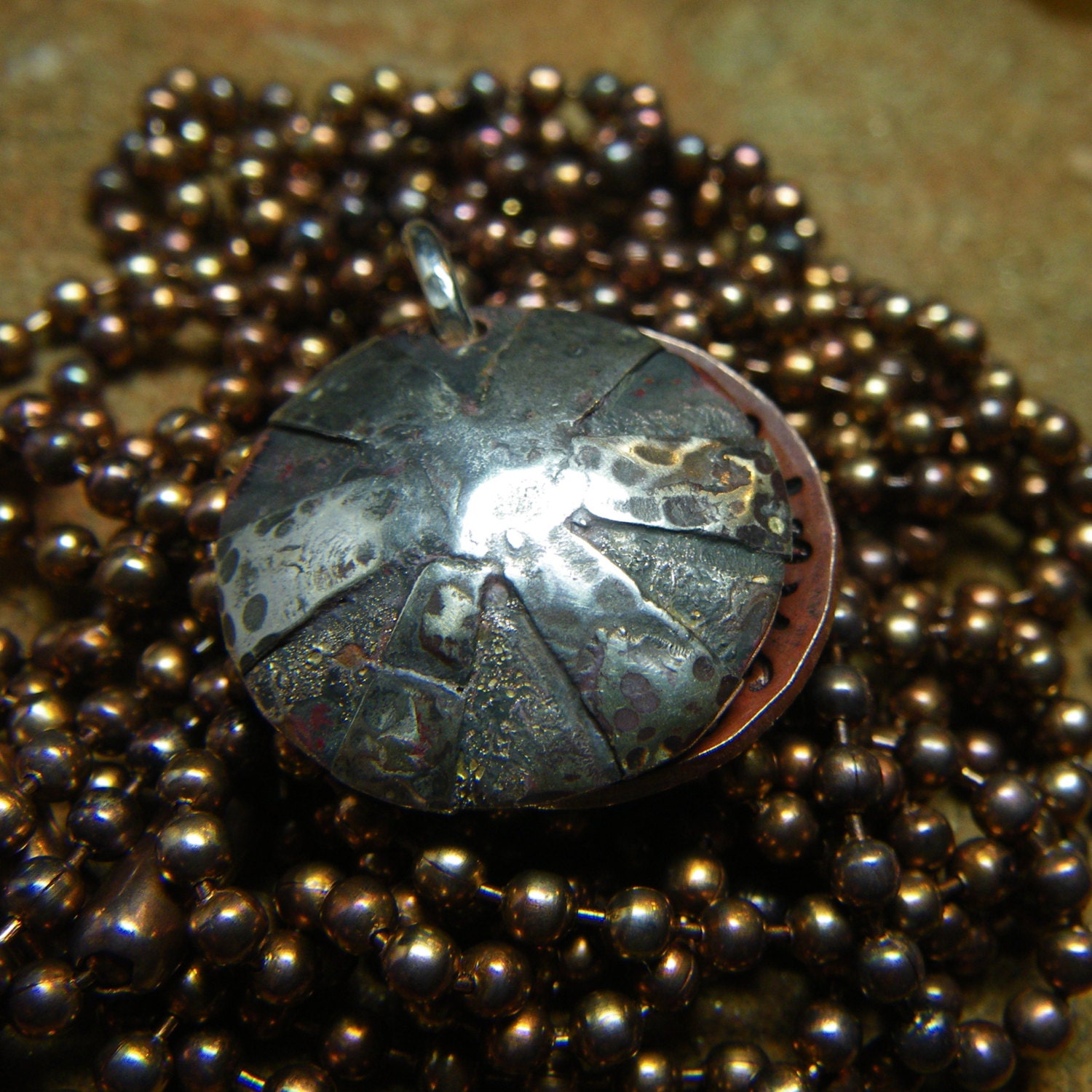 Pure Copper and Sterling Silver Domed Rustic Locket Personalized ...