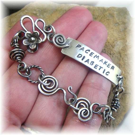 Sterling Silver Bohemian Swirl Medical ID or Personalized Medic Alert ...