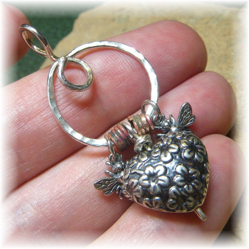 Unique Sterling Silver Charm Holder Pendant Thick Organic | Etsy