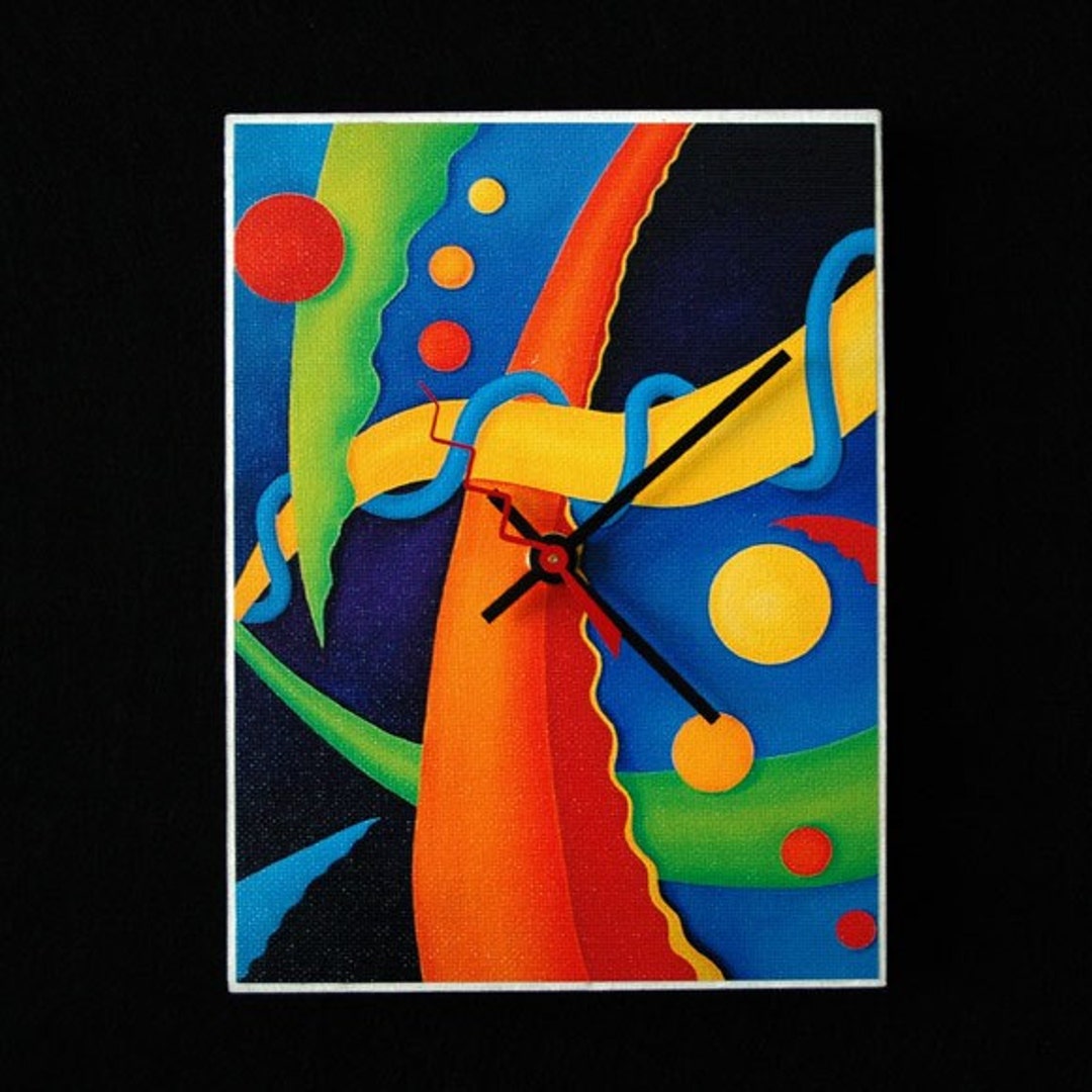 Abstract Art Clock With Vibrant Primary Colors - Etsy