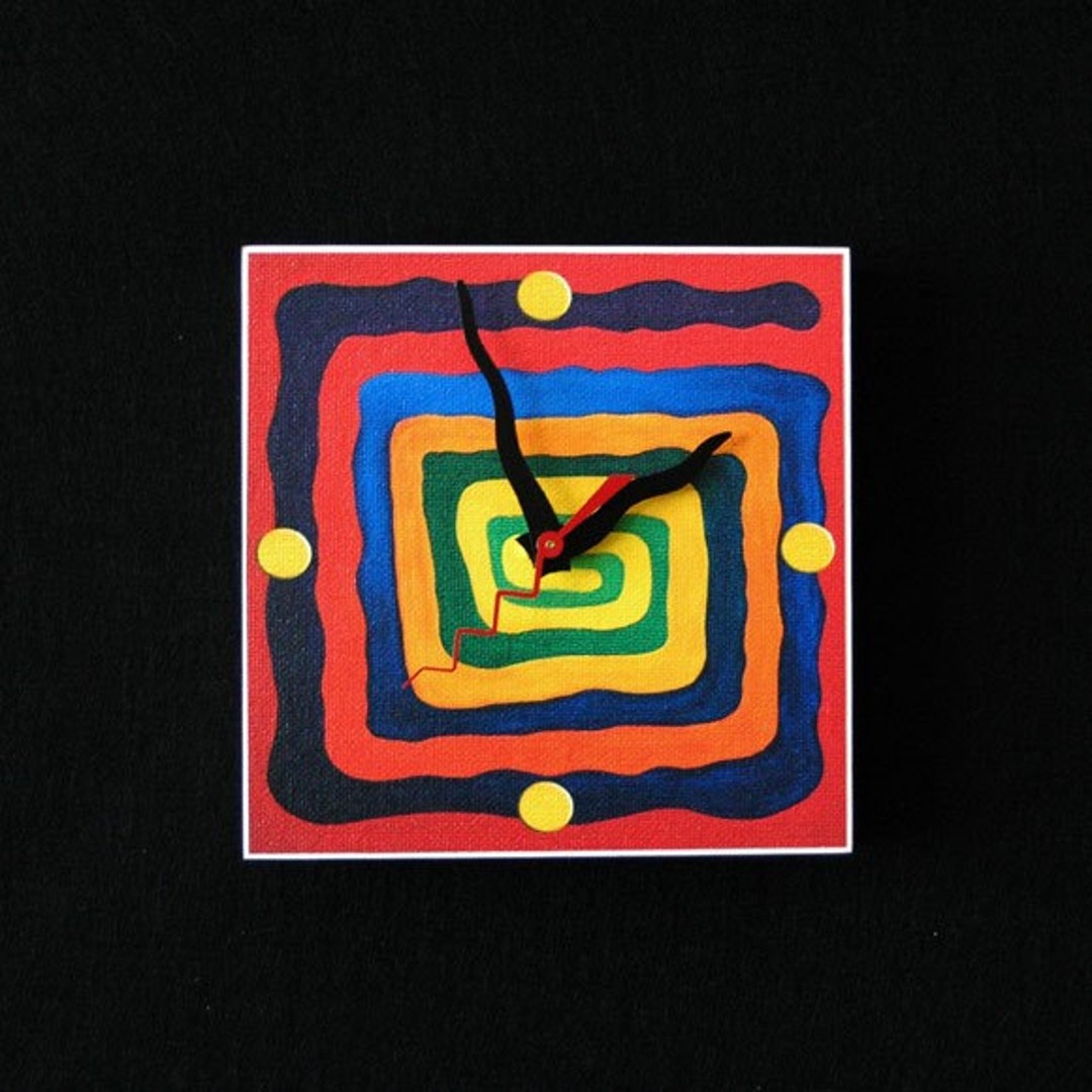 Primary Colors Abstract Spiral Art Clock - Etsy