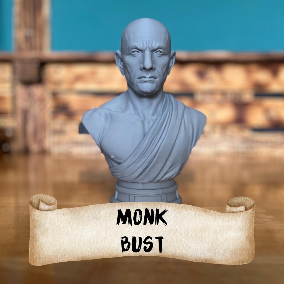 3D Printed Dnd Monk Bust | Unpainted PLA Statue - Etsy