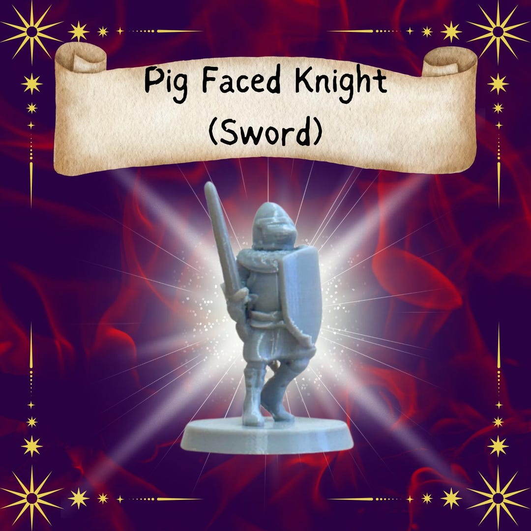 3D Printed Pig Faced Knight Miniature (sword) | Dnd Fighter Mini ...
