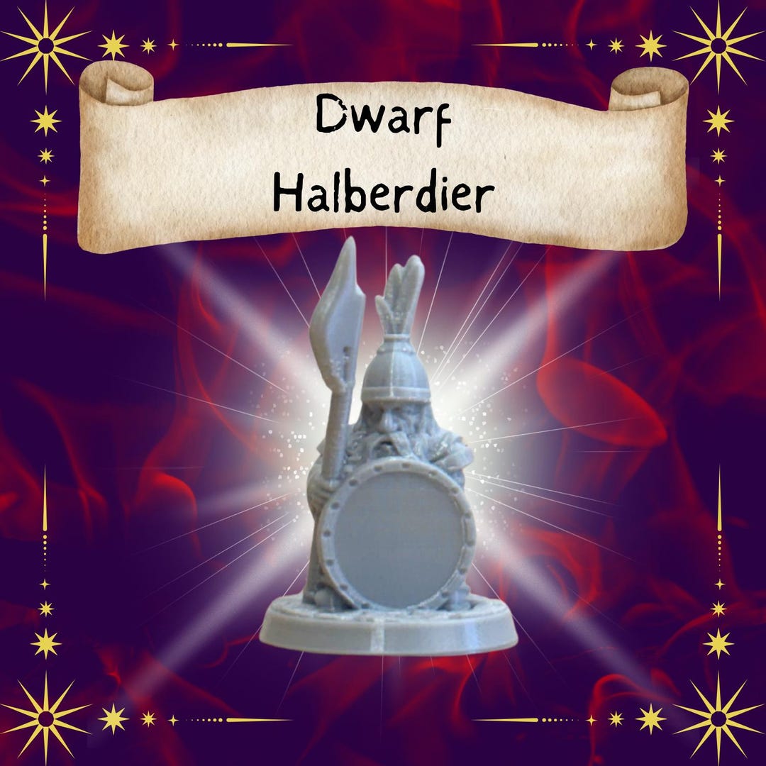 Dwarf Halberdier Miniature | Unpainted 3D Printed Dnd RPG Figure - Etsy