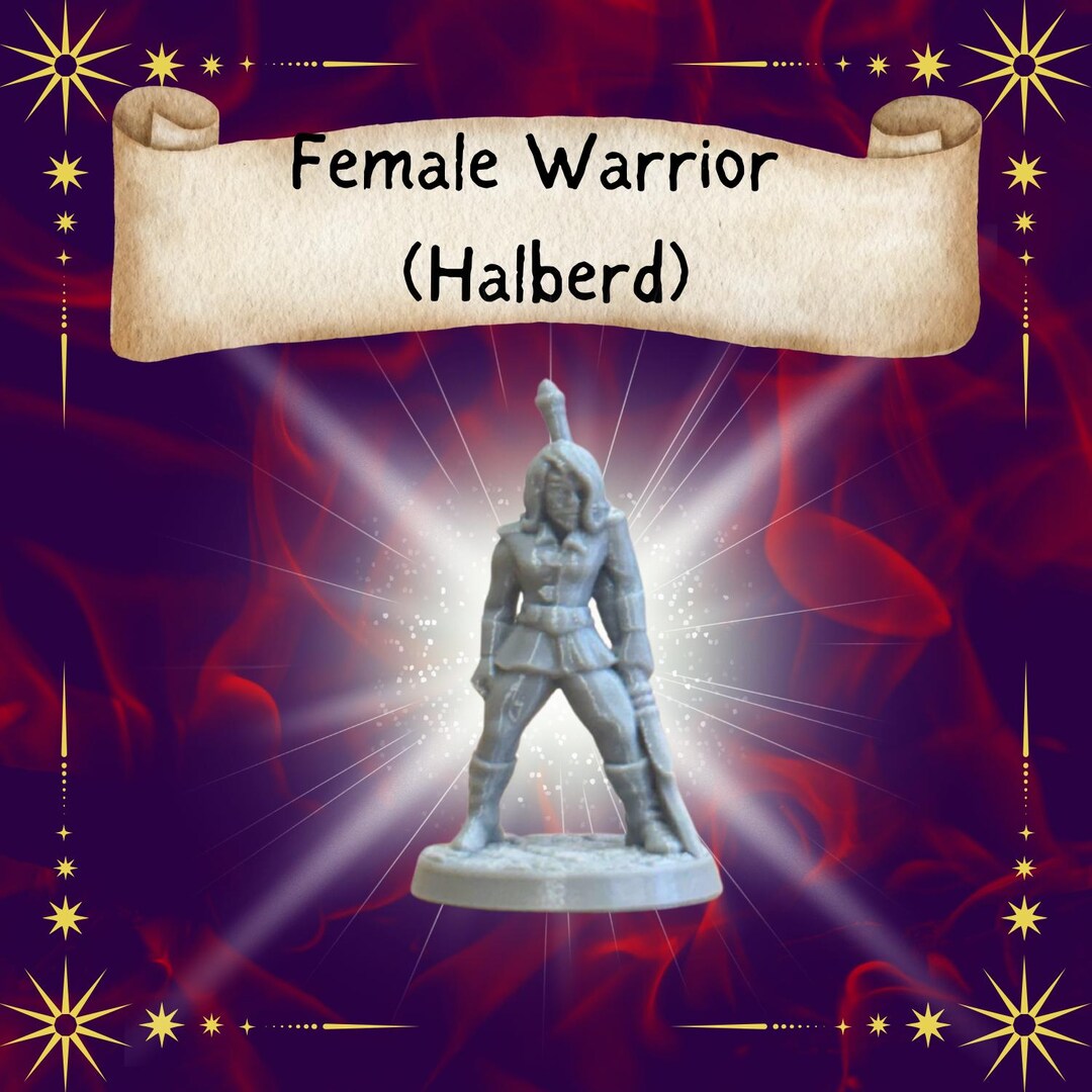 Female Warrior With Halberd Miniature | 3D Printed Dnd Mini | Fantasy ...