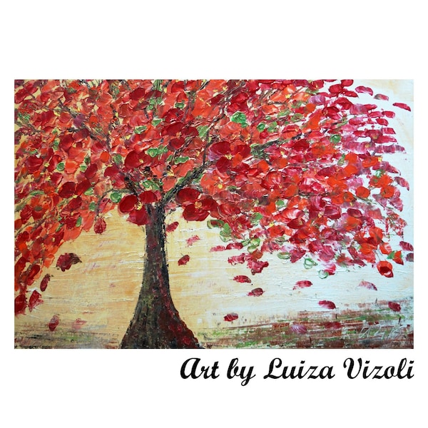 Red Tree Painting - Etsy