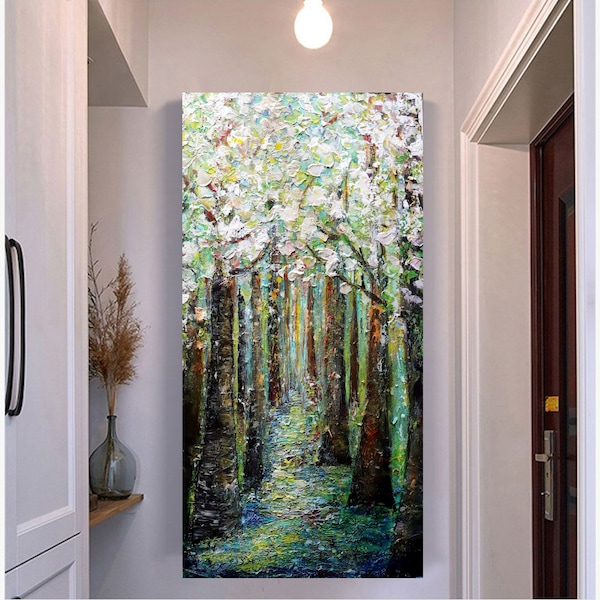 Vertical Tree Landscape Art - Etsy