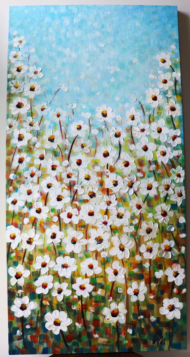 Daisy Abstract Flowers LOOKING UP to the Blue SKY Painting - Etsy
