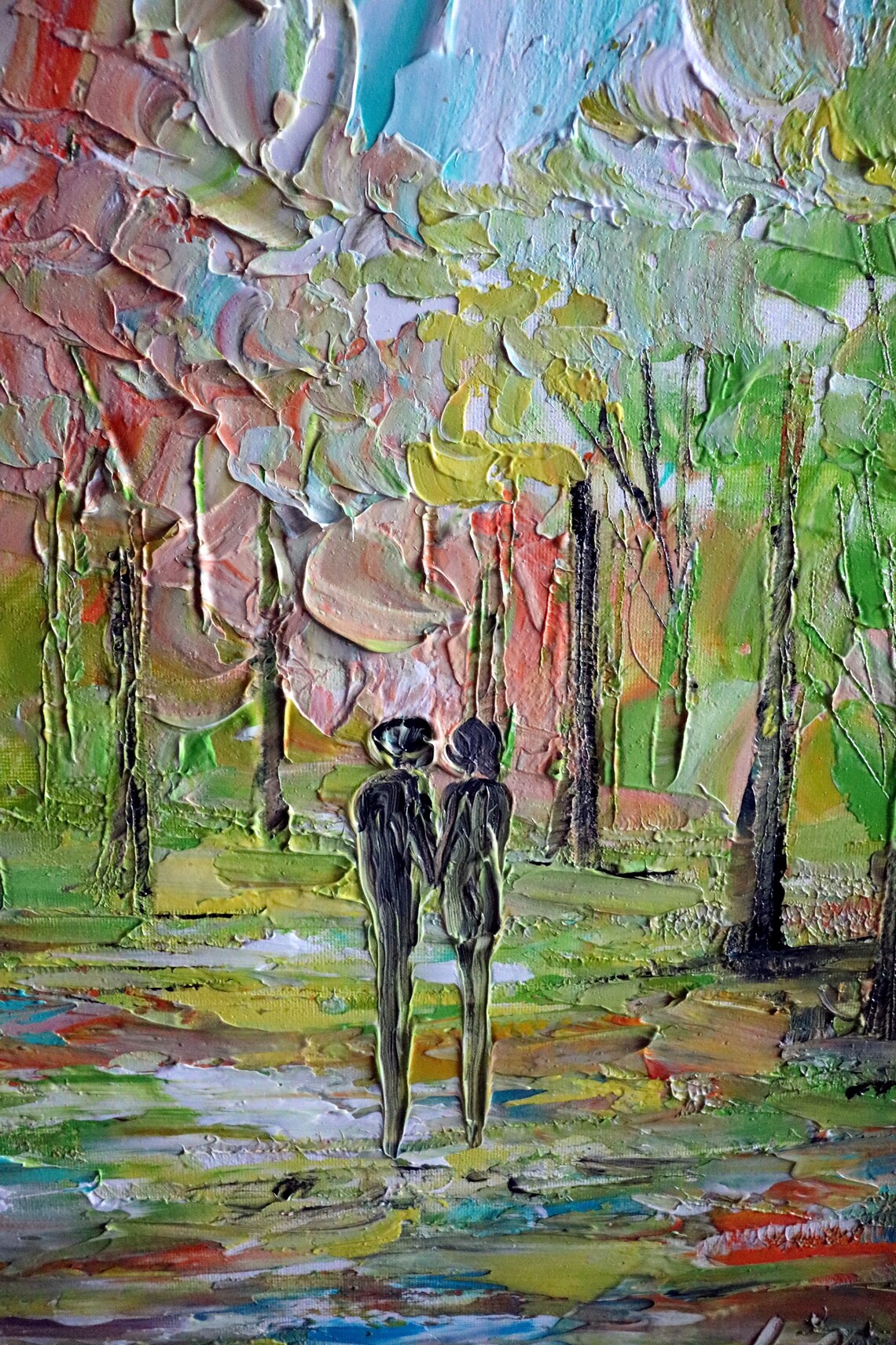 SPRING in Vienna ROMANCE Original Oil Painting Impasto Modern - Etsy