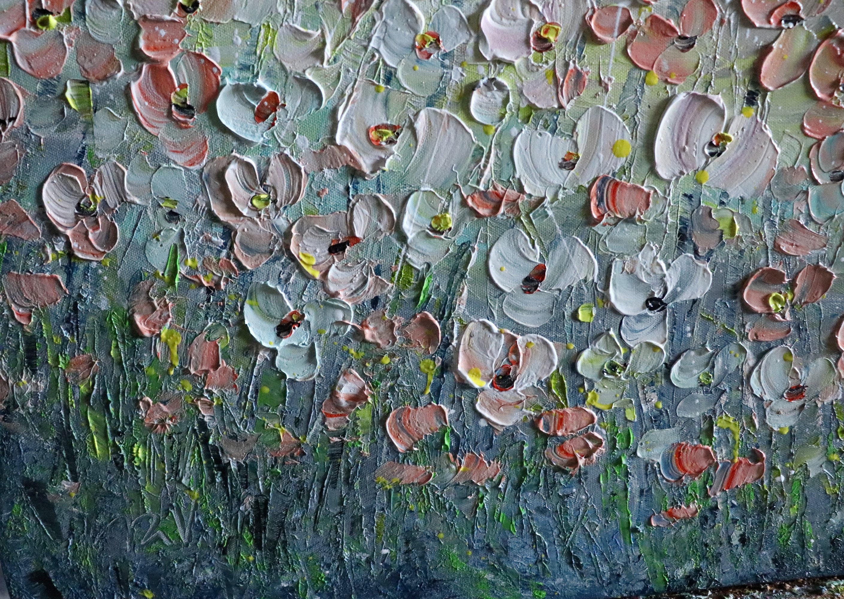 Daisy Abstract Wildflowers Oil Painting Relaxing Day Original Art on ...