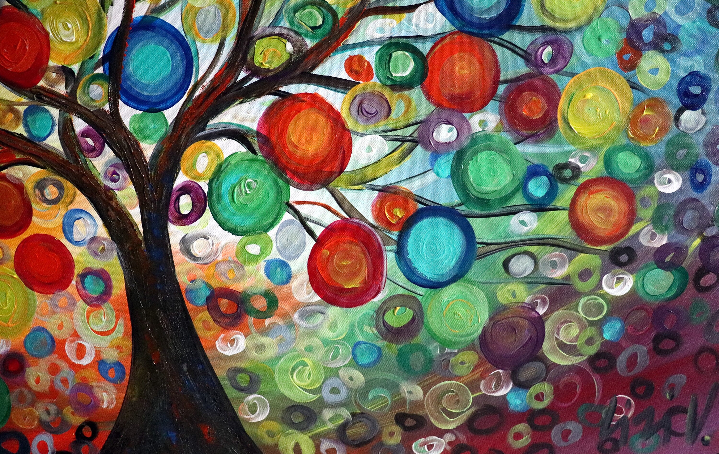 Tree of Life Journey Through Seasons Original Whimsical Landscape on ...