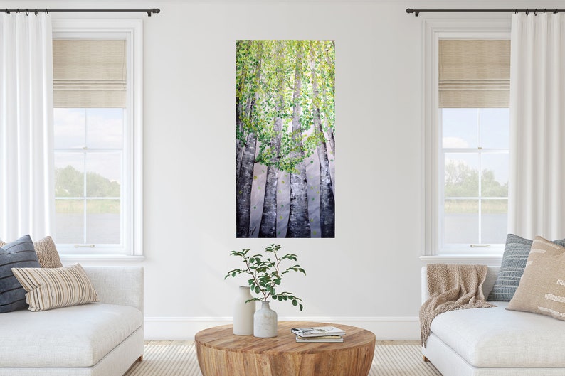 Aspen Tree Painting Original Spring Landscape Vertical Wall Art - Etsy