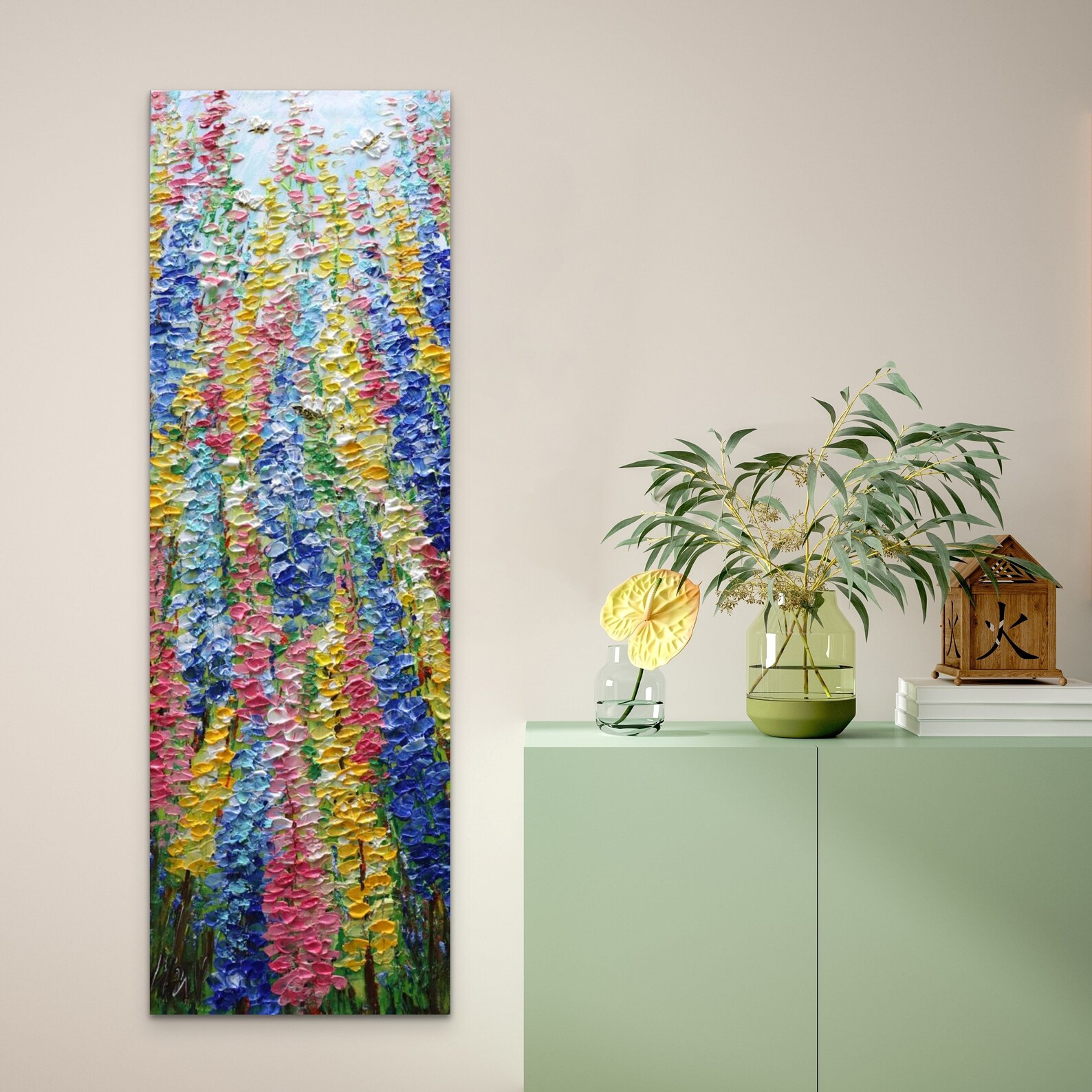 Tall Vertical Original Painting Spring Blooming Delphinium - Etsy