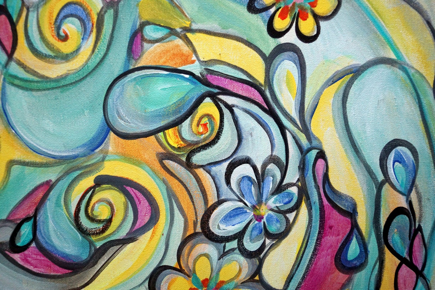 Dreams of Tomorrow Abstract Art on Canvas, Whimsical Painting, Abstract ...