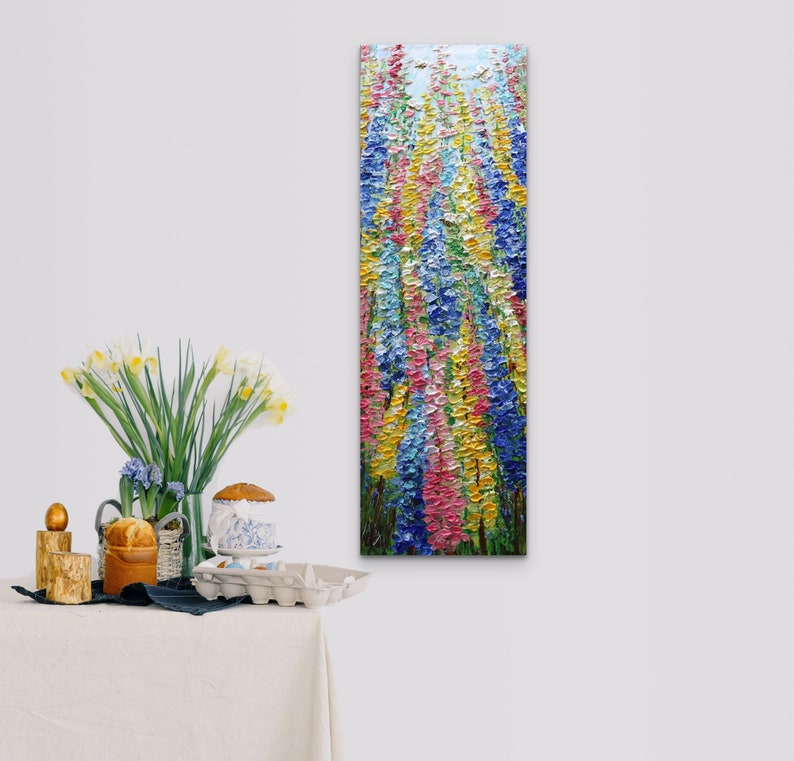 Tall Vertical Original Painting Spring Blooming Delphinium - Etsy