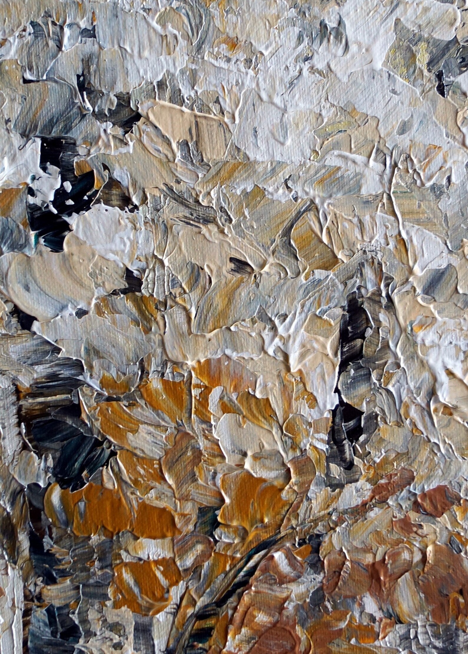 Mellow Morning Original White Gray Cream Textured Oil Painting | Etsy