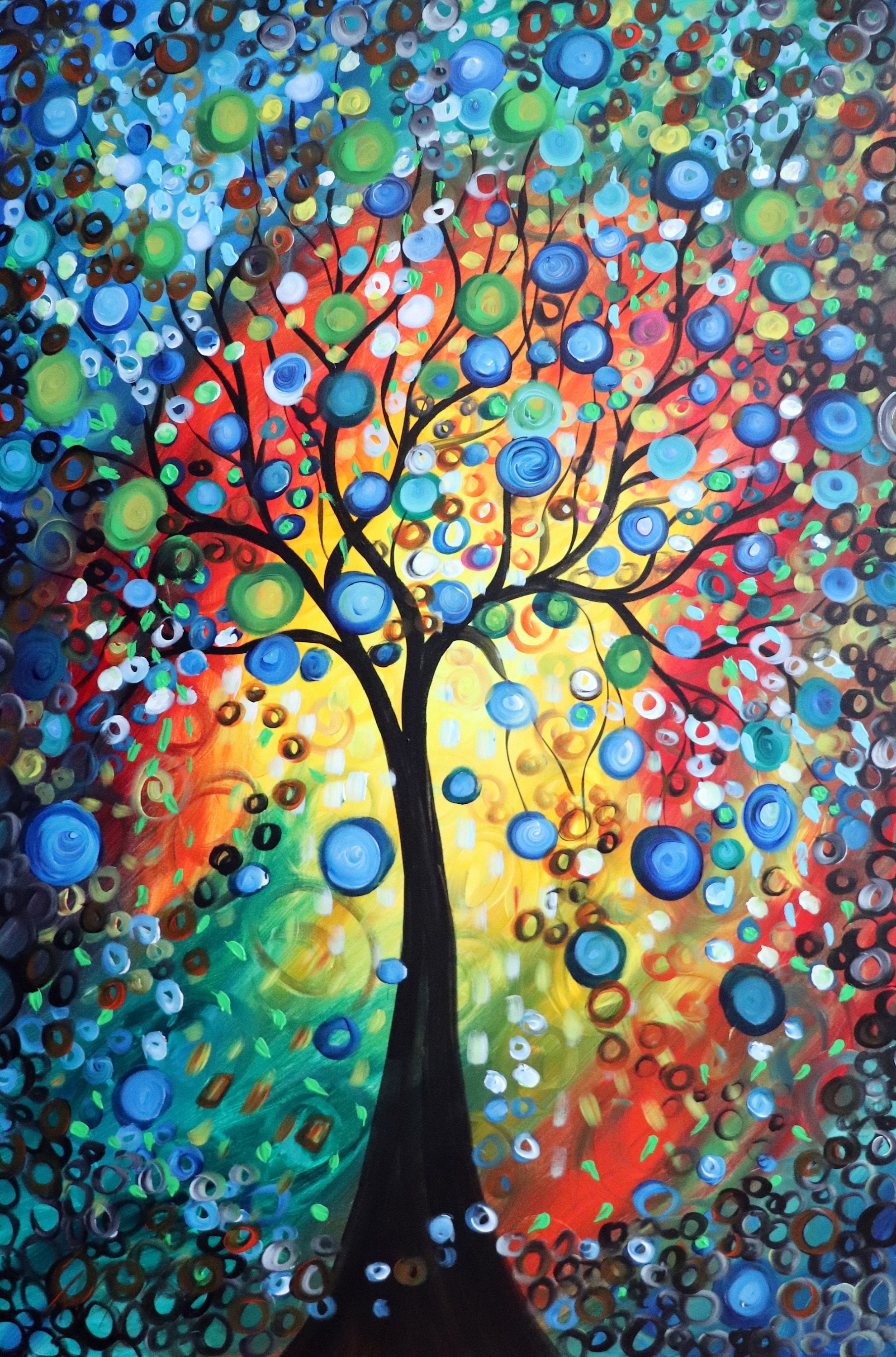 Journey Through Seasons 60x36 Large Painting Circle of Life XXL Canvas ...