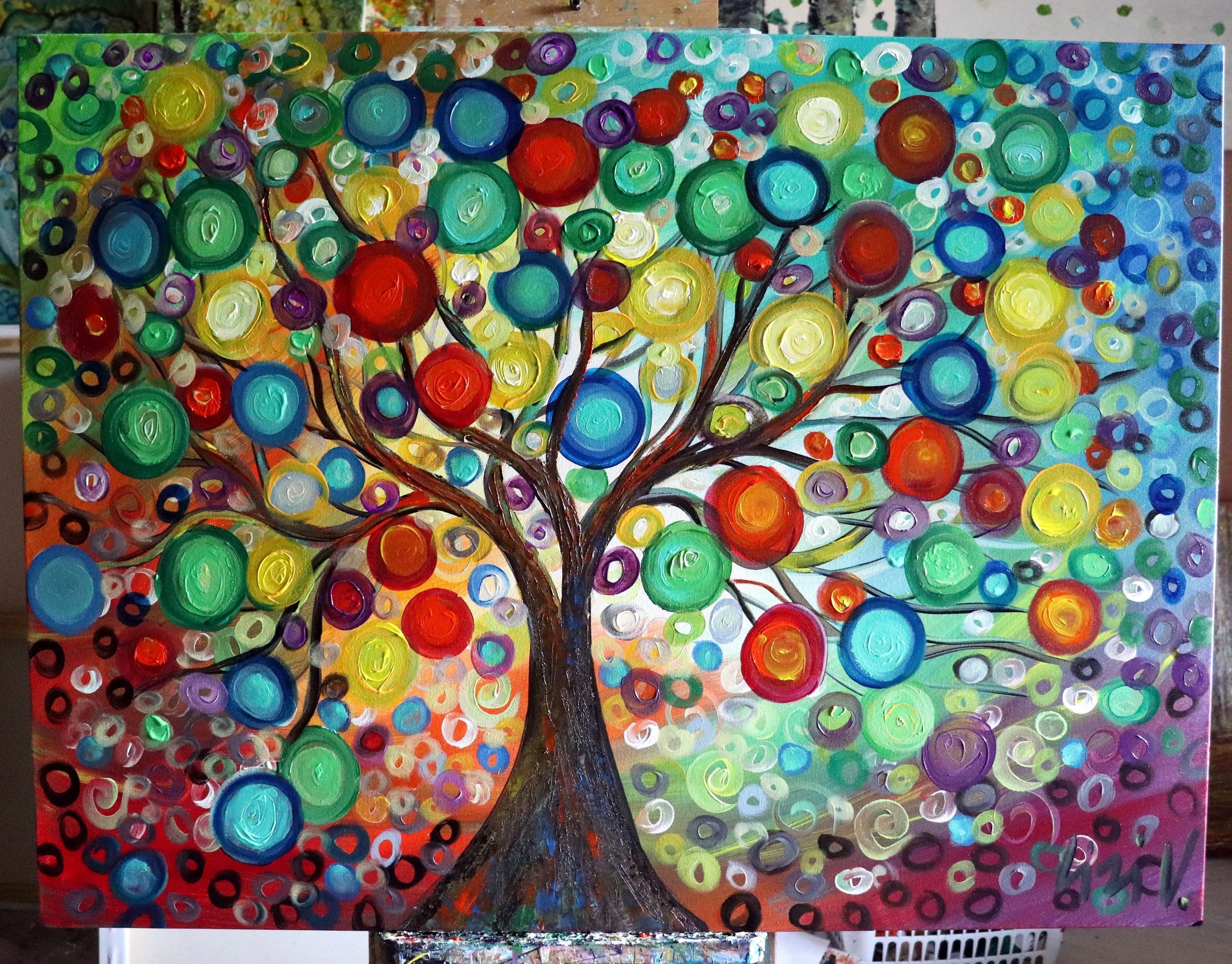 Tree of Life Journey Through Seasons Original Whimsical Landscape on ...