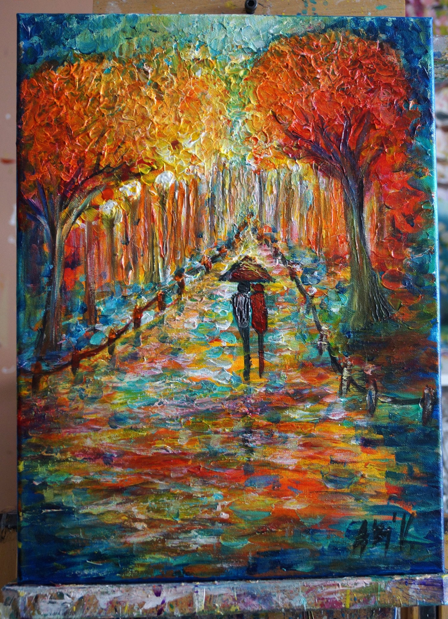 Vienna Colorful Park Fall Romance Impasto Oil Impressionism Painting ...