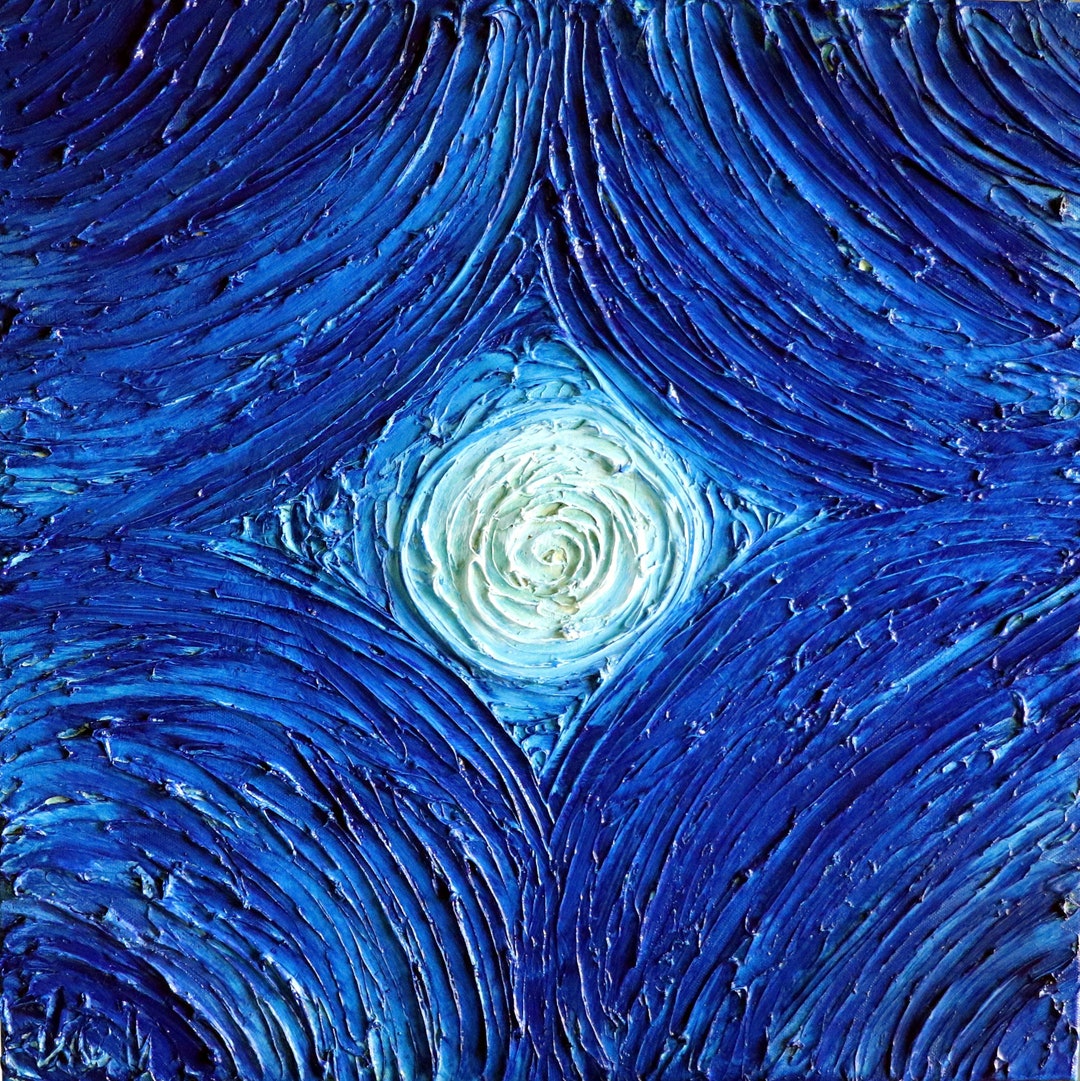 Original Painting Deep Blue AZURE VIBES Textured Impasto Artwork ...