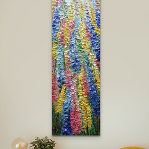 Tall Vertical Original Painting Spring Blooming Delphinium Flowers and ...
