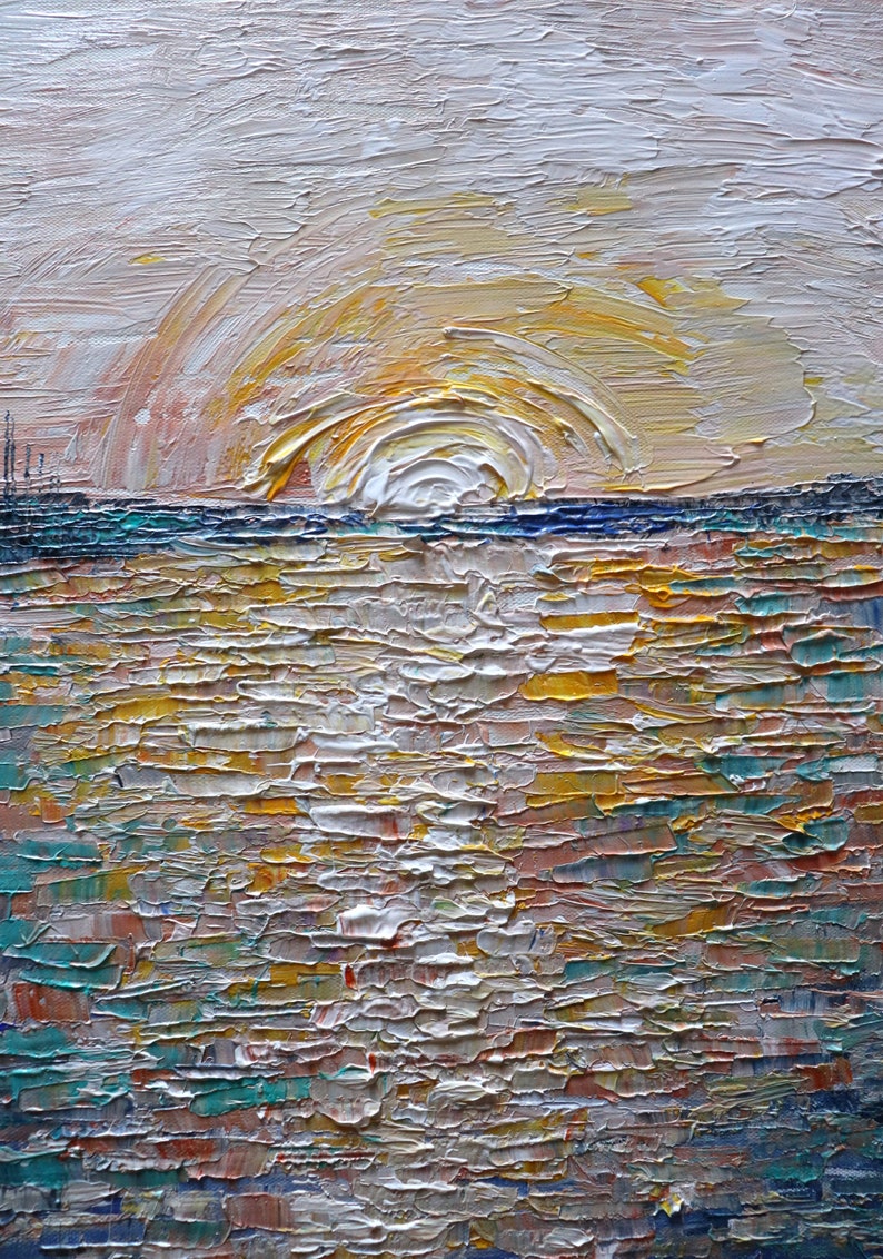 SUNRISE Abstract Original Painting Lake Ocean Seashore | Etsy