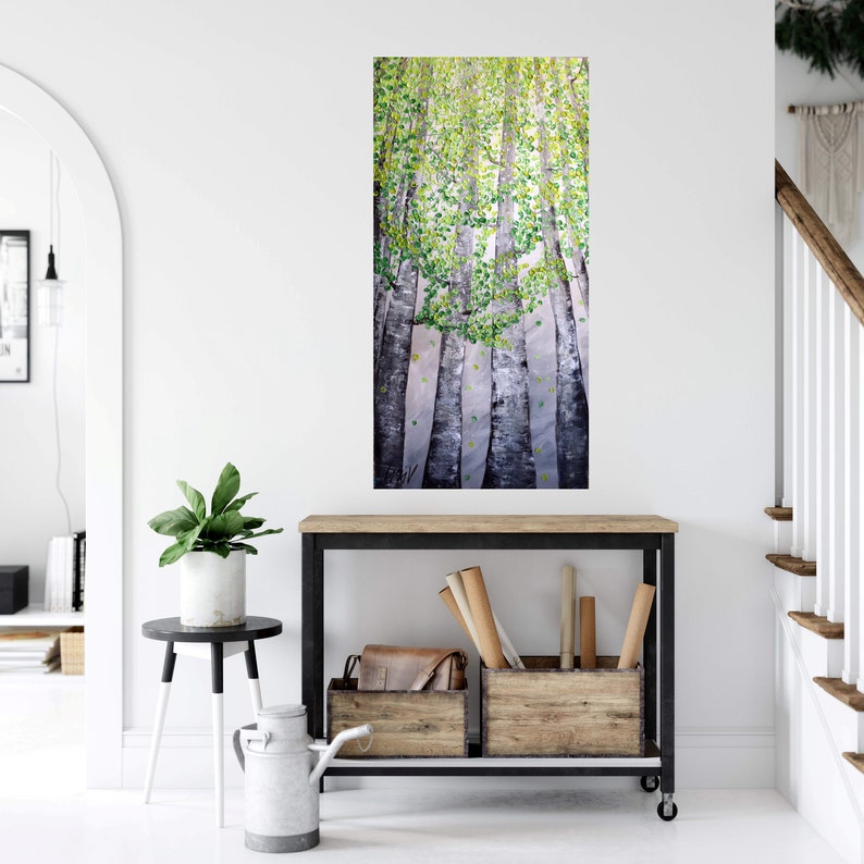 Aspen Tree Painting Original Spring Landscape Vertical Wall Art - Etsy