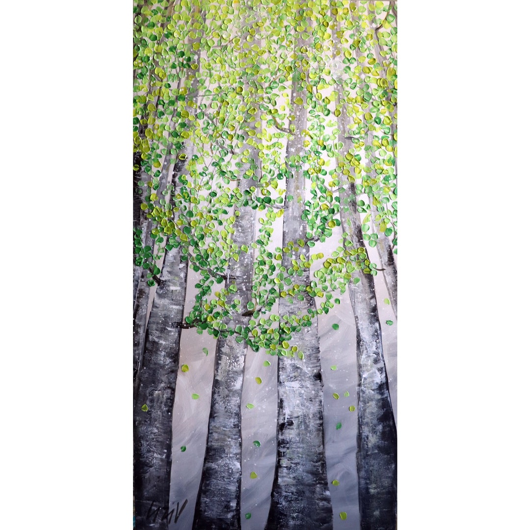 Aspen Tree Painting Original Spring Landscape Vertical Wall Art - Etsy