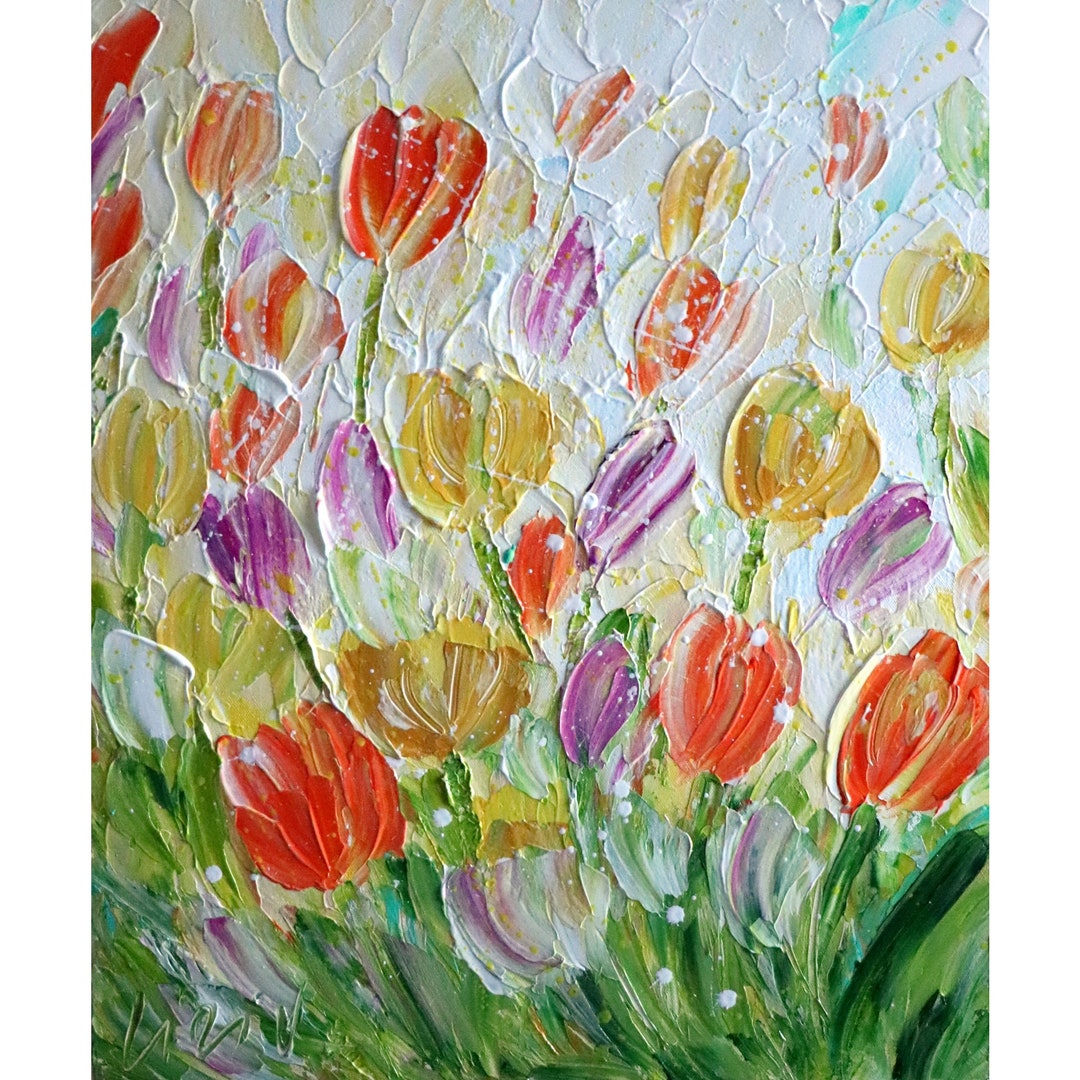 SPRING Symphony of TULIPS Original Oil Painting Modern Canvas Art by ...