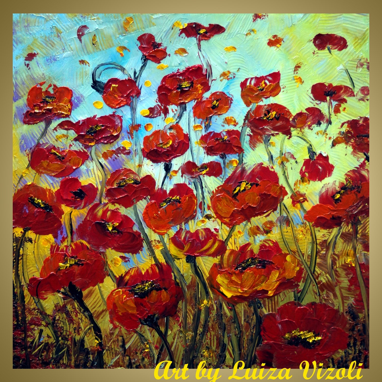 Original Abstract Flowers Palette Knife Impasto Oil Large | Etsy