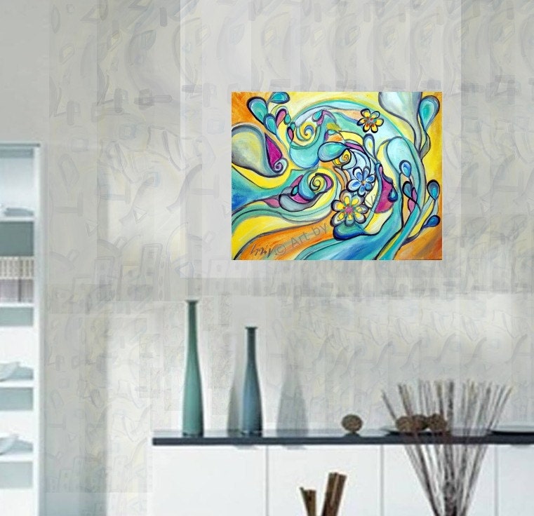 Dreams of Tomorrow Abstract Art on Canvas, Whimsical Painting, Abstract ...