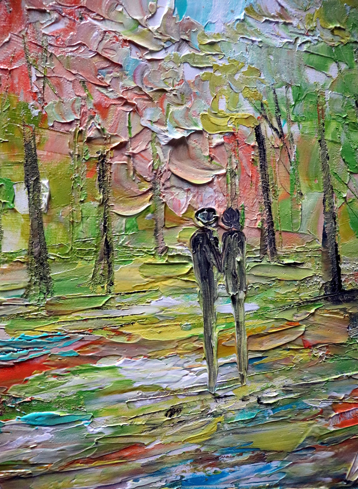 SPRING in Vienna ROMANCE Original Oil Painting Impasto Modern - Etsy