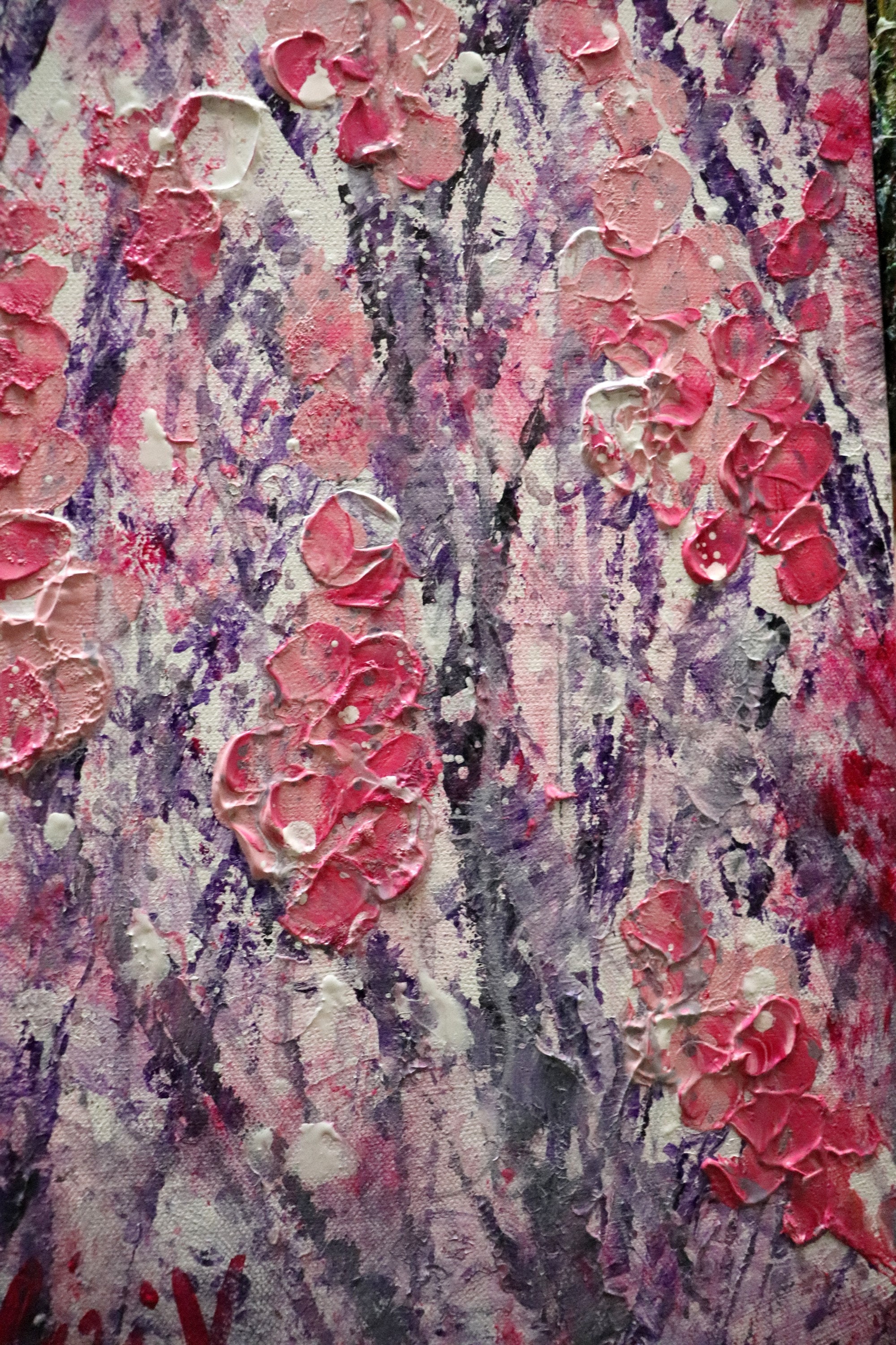 PINK SAKURA Blossom Tall Vertical Wall Art ORIGINAL Painting Narrow Canvas Wall Decor For pink-sakura-blossom-tall-vertical-wall-art-original-painting-narrow-canvas-wall-decor-for