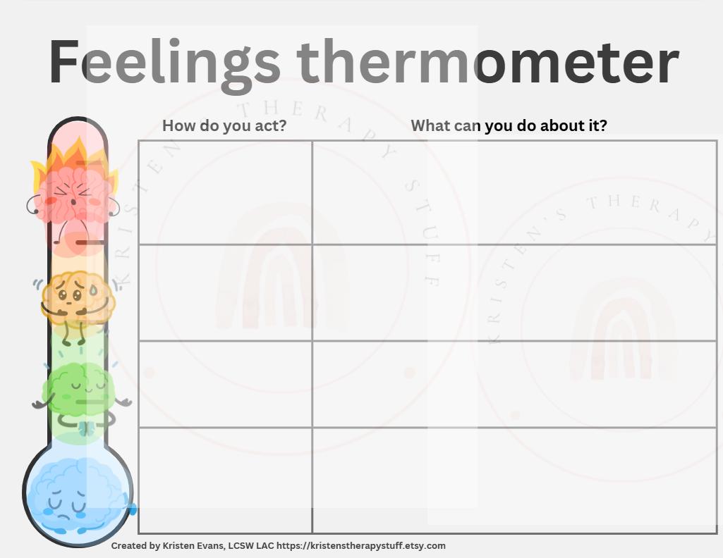 My Feelings Thermometer: Kids’ Visual Regulation & Coping Skills ...