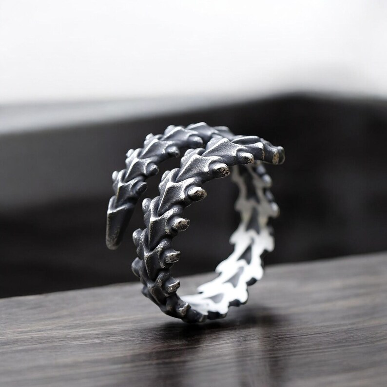 Dragon Centipede Spine Ring Gothic Stainless Steel Skeleton Ring ...