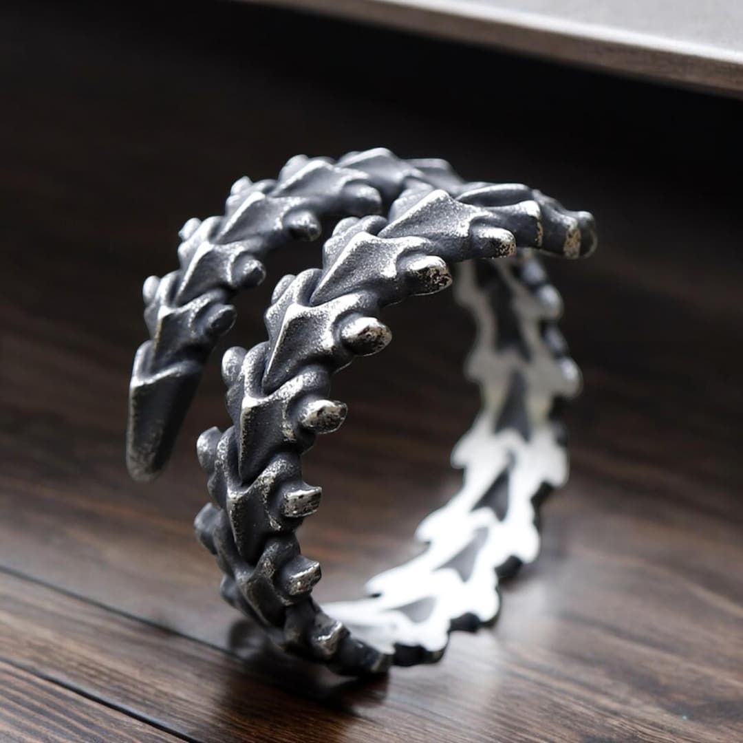 Dragon Centipede Spine Ring Gothic Stainless Steel Skeleton Ring ...