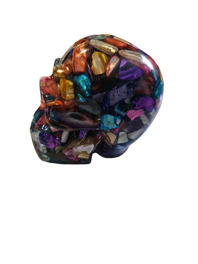 Epoxy Resin Skull With Colored Seashell Fragments - Etsy