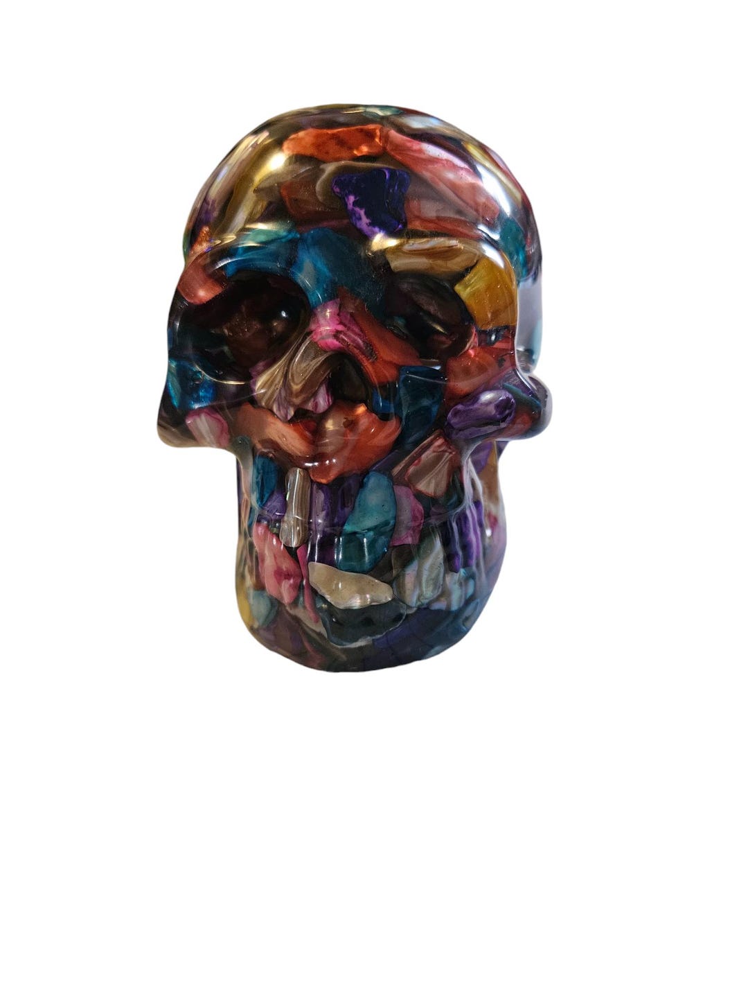 Epoxy Resin Skull With Colored Seashell Fragments - Etsy