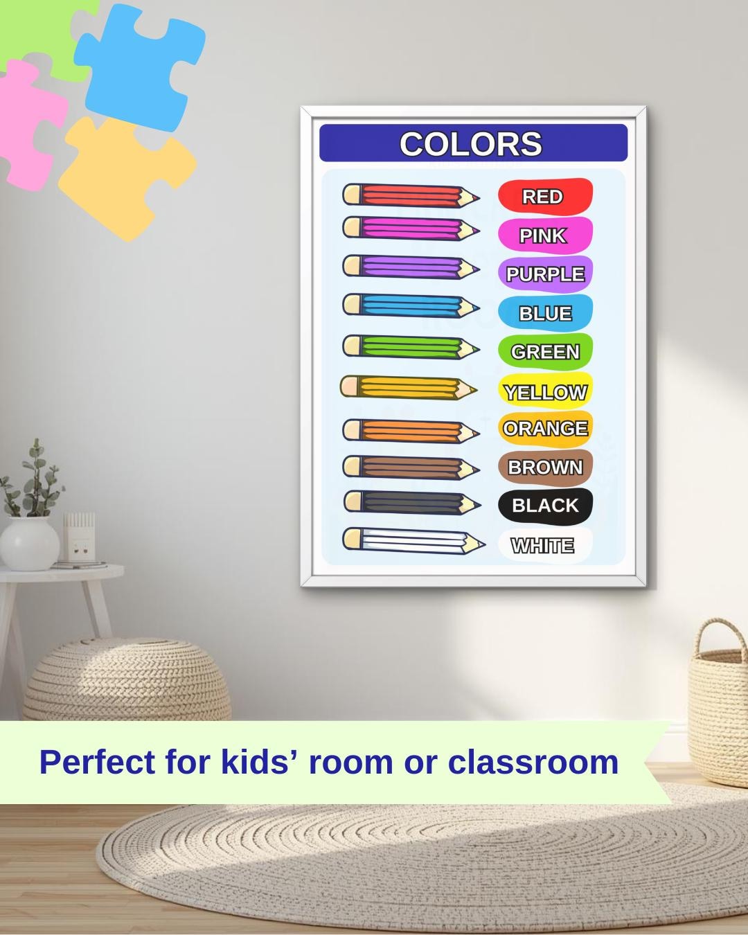 Colors Chart Poster | English Learning, Classroom Decor (digital ...