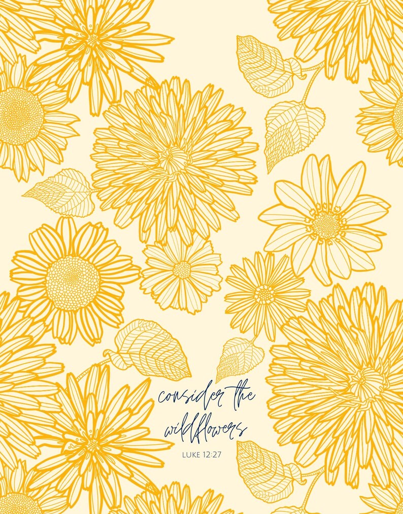 Luke 12:27 Consider the Wildflowers Bible Verses Christian Décor - Etsy