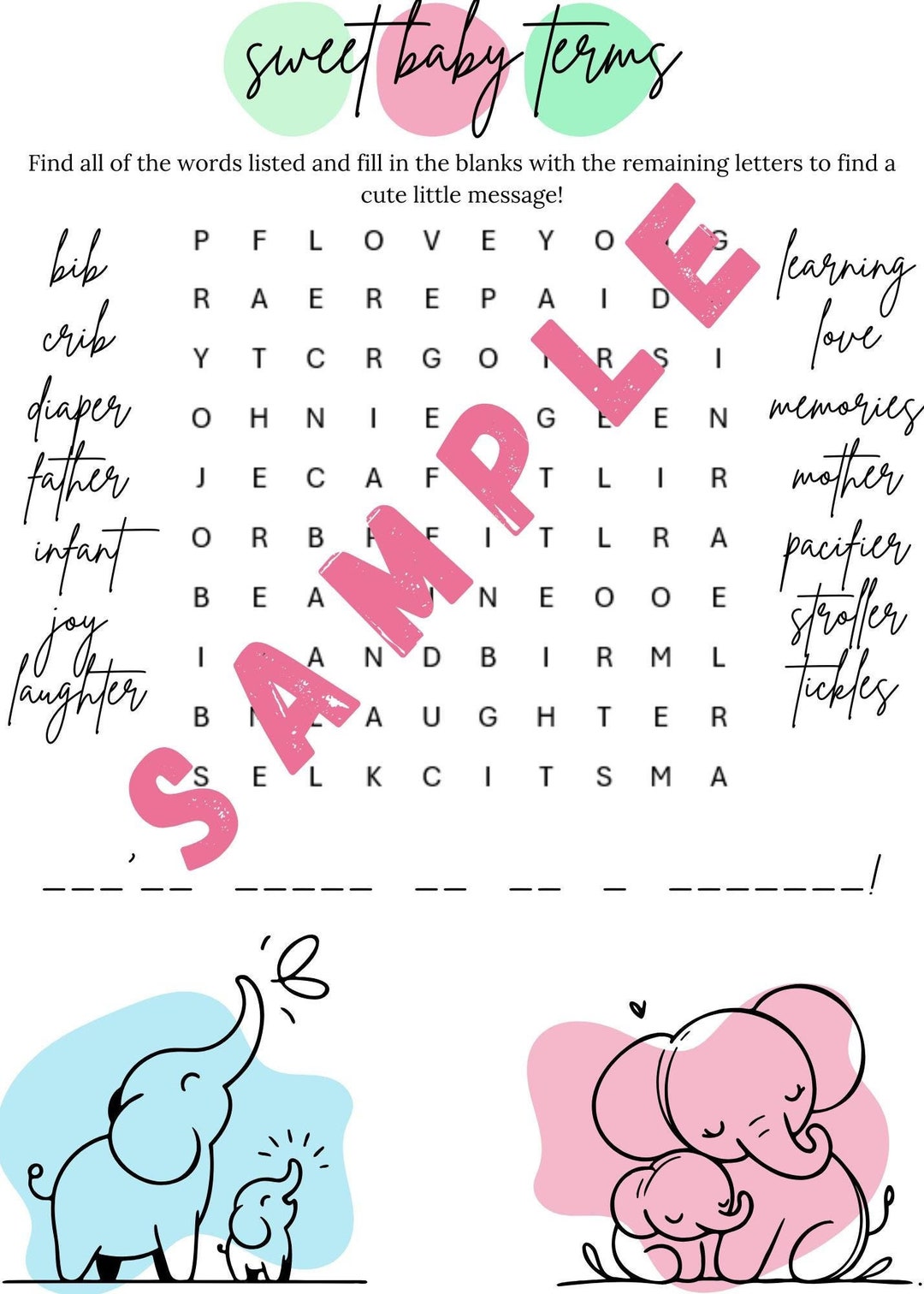 Printable Pregnancy Announcement | Word Search | Becoming Grandparents ...
